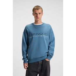 HUGO BLUE Herren Sweatshirt "Nogocrew"open blau472, Gr. L, unifarben, Sweatware, Obermaterial: 100% Baumwolle, Sweatshirts, Rundhalsausschnitt,