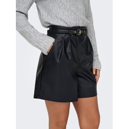 Only Damen Shorts "ONLHEIDI FAUX LEATHER SHORTS CC OTW", schwarz, Gr. XS, unifarben, Web, Obermaterial: 100% Polyester, Hosen