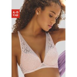 Vivance Damen Push-up-BH, Gr. 90, beige, Microtouch, Obermaterial: 60% Polyamid, 35% Polyester, 5% Elasthan, BHs, Dessous im h&uuml;bschen Spitzen-Mix,