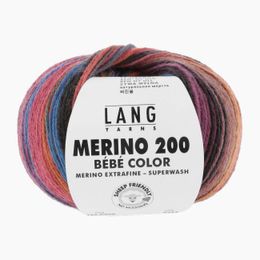Merino 200 B&eacute;b&eacute; Color von Lang Yarns, Blau/Gelb/Pink, aus Schurwolle