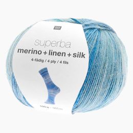 Sockenwolle Superba Merino + Linen + Silk von Rico Design, Swimmingpool, aus Schurwolle