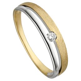 Jobo Damen Fingerring "Ring mit Diamant", 60, SI = kleine Einschl&uuml;sse, Diamanten Gelbgold 585 Wei&szlig;gold 585, gelb, Diamanten, Gelbgold 585, Wei&szlig;gold