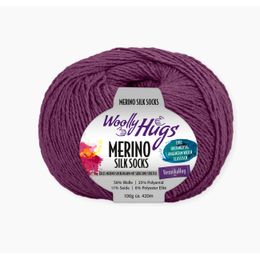 Sockenwolle Merino Silk Socks von Woolly Hugs, Pflaume, aus Wolle