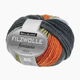 Filzwolle Fantasia von BellaLana , Gr&uuml;n/Orange/Anthrazit, aus Schurwolle