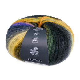Bomba von Lana Grossa, Rost/Dunkelpetrol/Oliv/Gr&uuml;n/Lila/Brombeer/Graugelb, aus Schurwolle