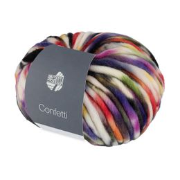 Confetti von Lana Grossa, Wei&szlig;/Orange/Gelb/Rot/Grau/Gr&uuml;n/Lila/Blauviolett, aus Schurwolle