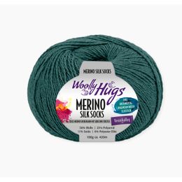Sockenwolle Merino Silk Socks von Woolly Hugs, Petrol, aus Wolle