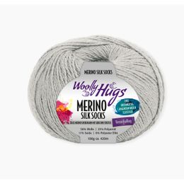Sockenwolle Merino Silk Socks von Woolly Hugs, Hellgrau, aus Wolle