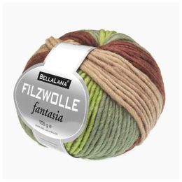 Filzwolle Fantasia von BellaLana , Braun/Gr&uuml;n/Beere, aus Schurwolle
