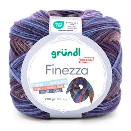 gr&uuml;ndl Finezza von Gr&uuml;ndl, Lila/Jeans/Haselnuss/Silbergrau, aus Schurwolle