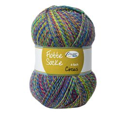 Sockenwolle Flotte Socke Circus 4-fach von Rellana Garne, Grau/Multicolor, aus Schurwolle