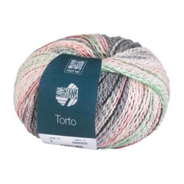 Torto von Lana Grossa, Blassgr&uuml;n/Ros&eacute;/Dunkelgrau/Anthrazit/Rot, aus Baumwolle