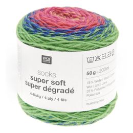 Sockenwolle Socks Super Soft Super D&eacute;grad&eacute; von Rico Design, Rainbow, aus Schurwolle