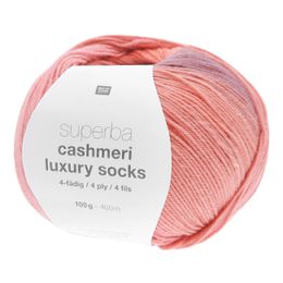 Sockenwolle Superba Cashmeri Luxury Socks 4-f&auml;dig von Rico Design, Rosa D&eacute;grad&eacute;, aus Schurwolle