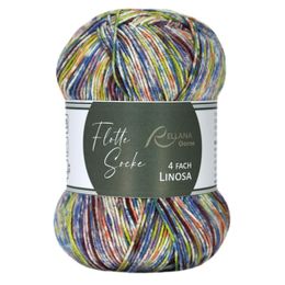 Sockenwolle Flotte Socke 4-fach Linosa von Rellana Garne, Jeans/Flieder/Pistazie/Braun, aus Polyacryl