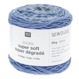 Sockenwolle Socks Super Soft Super D&eacute;grad&eacute; von Rico Design, Blue, aus Schurwolle