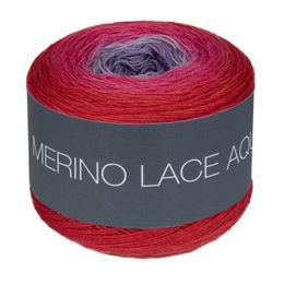 Merino Lace Aquarell von Lana Grossa, Grauviolett/Himbeer/Tomatenrot, aus Schurwolle
