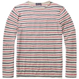 Seldom Herren-Strickpulli S Beige-Rot-Blau