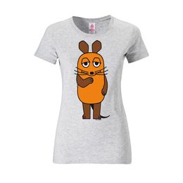 logoshirt T-Shirt 'Die Sendung mit der Maus' Damen Gr&ouml;&szlig;e XS braun / graumeliert / schwarz / wei&szlig;