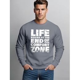 Neverless Sweatshirt 'life begins' male Grey size XXL