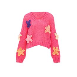 ebeeza Pullover Damen Gr&ouml;&szlig;e M/L blau / orange / fuchsia / rosa / offwhite