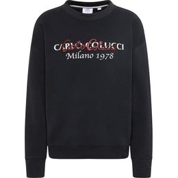 Carlo Colucci Sweatshirt ' De Tomas ' Herren Gr&ouml;&szlig;e M bordeaux / schwarz / wei&szlig;