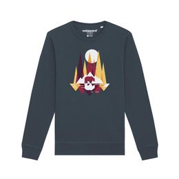 Watapparel Sweatshirt 'Von B&auml;ren und Bergen' Herren Gr&ouml;&szlig;e S safran / anthrazit / aubergine / rotviolett / wei&szlig;