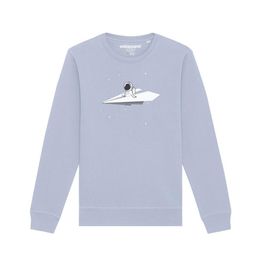 Watapparel Sweatshirt ' Fly me to the moon ' Herren Gr&ouml;&szlig;e M hellblau / grau / schwarz / wei&szlig;