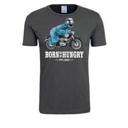 logoshirt Shirt 'Sesamstrasse &ndash; Kr&uuml;melmonster Motorrad' female Grey size XL