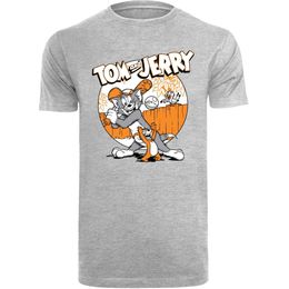 F4NT4STIC T-Shirt 'Tom and Jerry Play Baseball' Herren Gr&ouml;&szlig;e L grau / graumeliert / orange / wei&szlig;