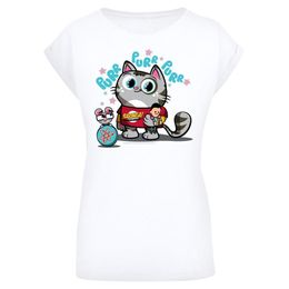 F4NT4STIC T-Shirt 'Bazinga Kitty' Damen Gr&ouml;&szlig;e XXXL hellblau / grau / rot / wei&szlig;