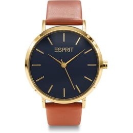 Esprit Uhr Herren Gr&ouml;&szlig;e One Size dunkelblau / cognac / gold