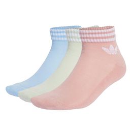 adidas originals Socks '3-Stripes Ankle 3 Pairs' female Blue, Yellow, Pink size 34-36