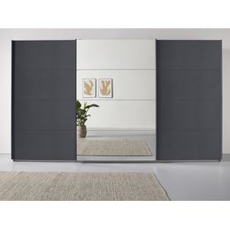 Schwebet&uuml;renschrank Rauch "Kleiderschrank Schrank Garderobe TOPSELLER OTELI inkl. Inneneinteilung", grau (graumetallic), B:360cm H:210cm T:62cm, Holzwerkstoff, Schr&auml;nke, Schwebet&uuml;renschrank, mit 3 Innenschubladen sowie zus&auml;tzlichen Einlegeb&ouml;den MADE IN GERMANY