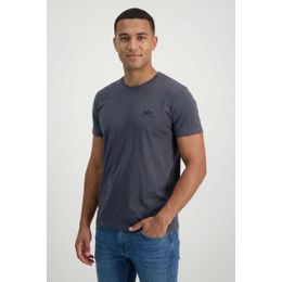 Rundhalsshirt Alpha Industries "Backprint T", Herren, Gr. M, grauschwarz, schwarz, Single Jersey, Obermaterial: 100% Baumwolle, bedruckt, regular fit normal, Rundhals, Shirts Rundhalsshirt