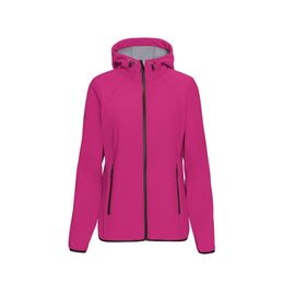 Softshelljacke TRIGEMA "TRIGEMA Taillierte Softshell&ndash;Kapuzenjacke", Damen, Gr. L, pink (hibiskus), 88% Polyamid, 12% Elasthan, Jacken Softshelljacke