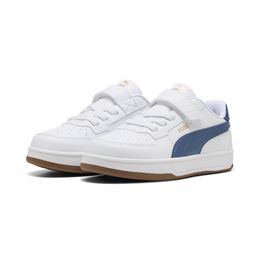 Sneaker Puma "Caven 2.0 Sneakers Kinder", Damen, Gr. 27,5, wei&szlig; (wei&szlig; schwarz indigo gum blau beige), Obermaterial: Textil, Synthetik, Leder; Futter: Textil; Innensohle: Textil; Laufsohle: Gummi, Schuhe Sneaker