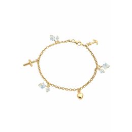 Elli Armband Anker, Bettelarmband, Herz, Kreuz, Multipendants Damen Gr&ouml;&szlig;e 18 gold