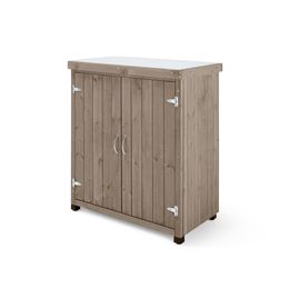 Tchibo - Kleiner Gartenschrank &raquo;Jonte&laquo; mit verzinkter Arbeitsfl&auml;che - 80x45x91cm - silber - Holz / Stahl / Kunststoff