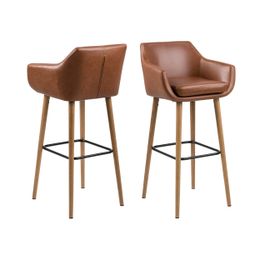 Tchibo - Barhocker-Set &raquo;Nora&laquo; - 55x54x101cm - cognac - Polyurethan / Eichenholz / Metall