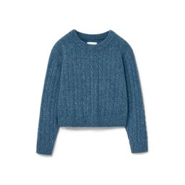 Nah/Studio Zopfmuster-Pullover - recycelter Cashmere und Merinowolle - Gr. M - blau