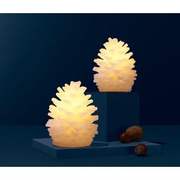 Tchibo - 2 LED-Echtwachs-Tannenzapfen - wei&szlig;