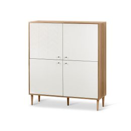 Tchibo - Highboard mit modern strukturierten Fronten - 119,5x38x137cm - braun - Holz / Echtholzfurnier / Eichenholz