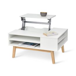 Tchibo - Couchtisch mit aufklappbarer Tischplatte - 80x60x40cm - braun - Holz / Eschen-Massivholz