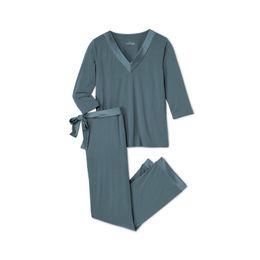 Tchibo - Pyjama mit Satin - Damen - Gr. XL - blau