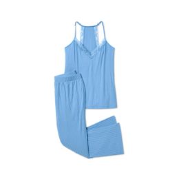 Tchibo - Pyjama mit Spitze - Damen - Gr. M - hellblau