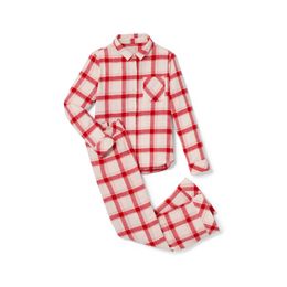 Tchibo - Flanell-Pyjama - Damen - Gr. 38 - wei&szlig;/kariert