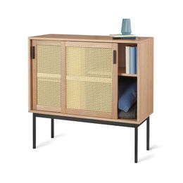 Tchibo - Sideboard mit geflochtenen T&uuml;ren - 100x40x97cm - schwarz - Holz / Eichenholz / Polyethylen
