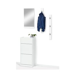 Tchibo - Flur-Set mit Schuhkipper - 44x25x96cm - wei&szlig; - Holz / Glas / Metall