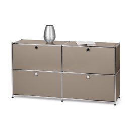Tchibo - Sideboard Metall &raquo;Cn3&laquo; mit 4 Klappf&auml;chern - 152x40x82,5cm - taupe - Stahl / Aluminium / Kunststoff